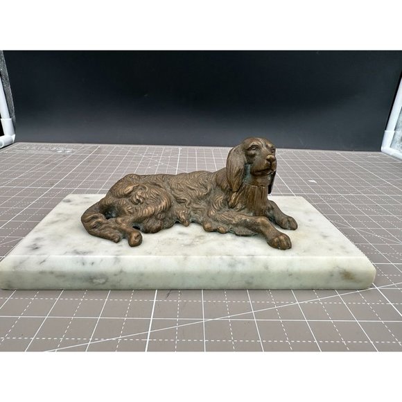 Unbranded | Accents | Vintage Irish Setter Bronze Laying Down On Marble ...